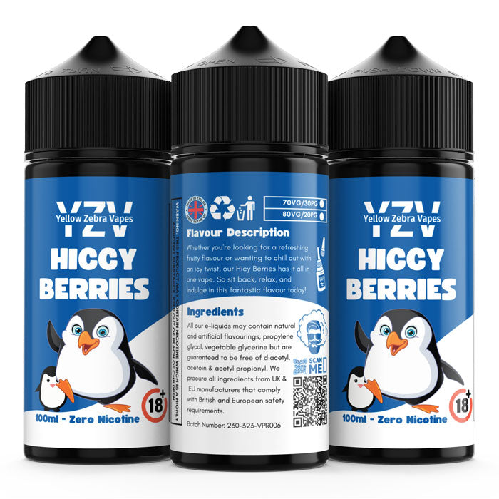 100ml Hiccy Berries Flavoured e-liquid – Yellow Zebra Vapes