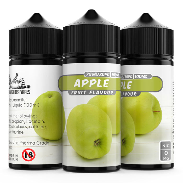 100ml Apple Flavoured e-liquid – Yellow Zebra Vapes